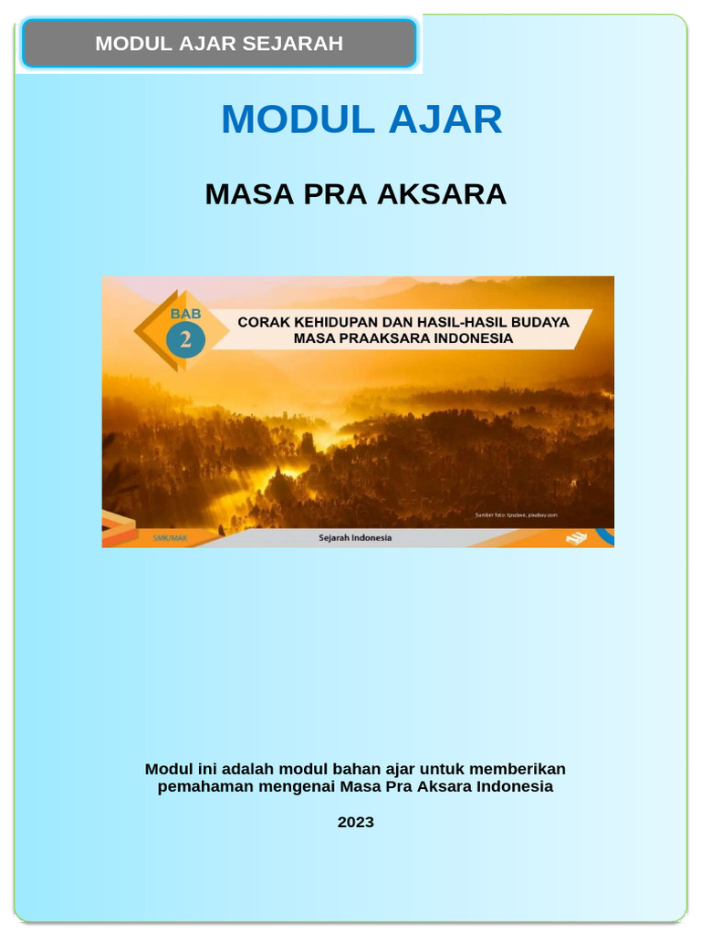 Modul Ajar Masa Pra Aksara | PDF