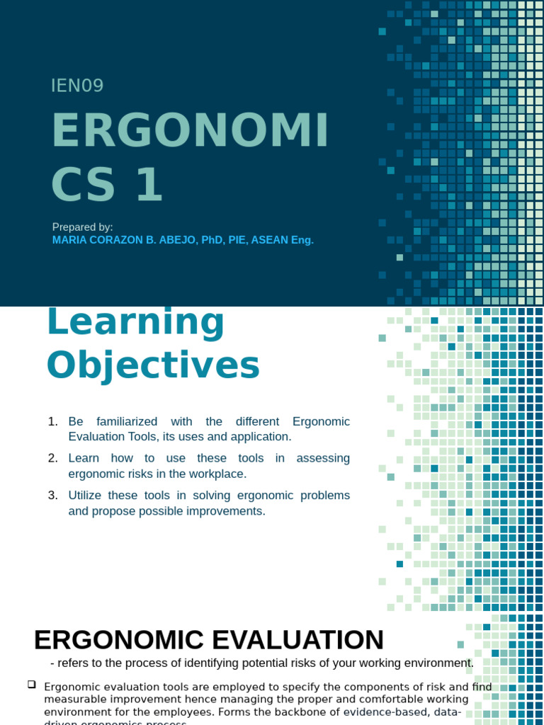 Ergonomic Evaluation Tools Overview | PDF | Human Factors And ...