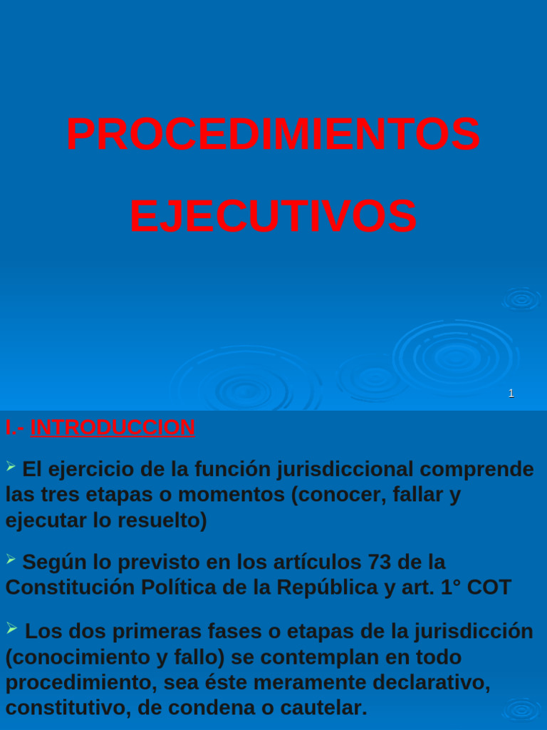 PROCEDIMIENTOS EJECUTIVOS (Primera Parte) | PDF