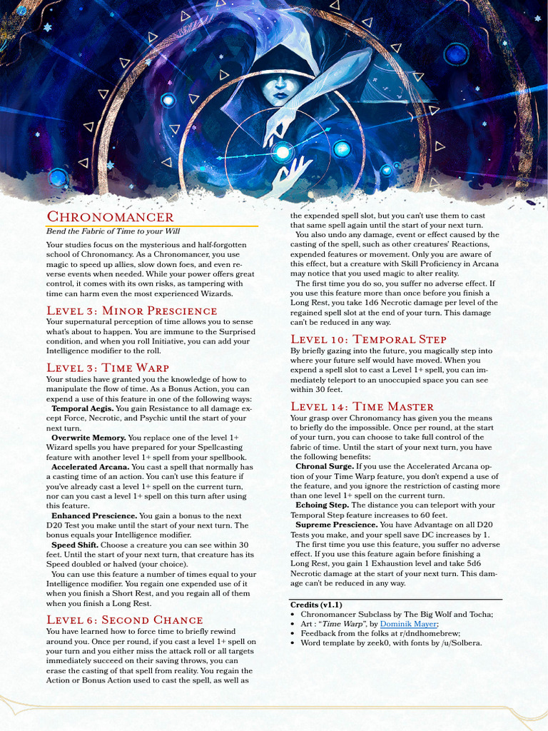Chronomancer v1.1 | PDF
