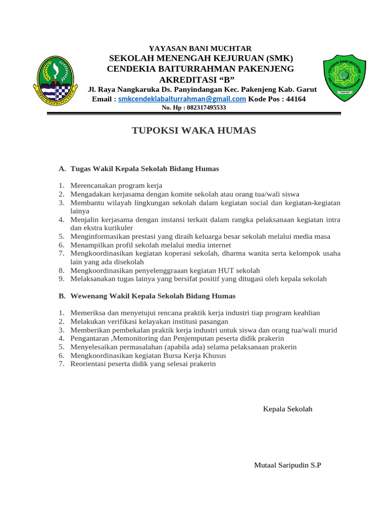 Tupoksi Waka Humas | PDF