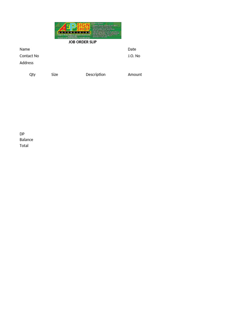 Job Order Slip | PDF