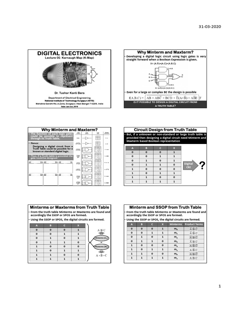 EEC403 Digital Electronics TKBera Lecture 05 Karnaugh Map | PDF
