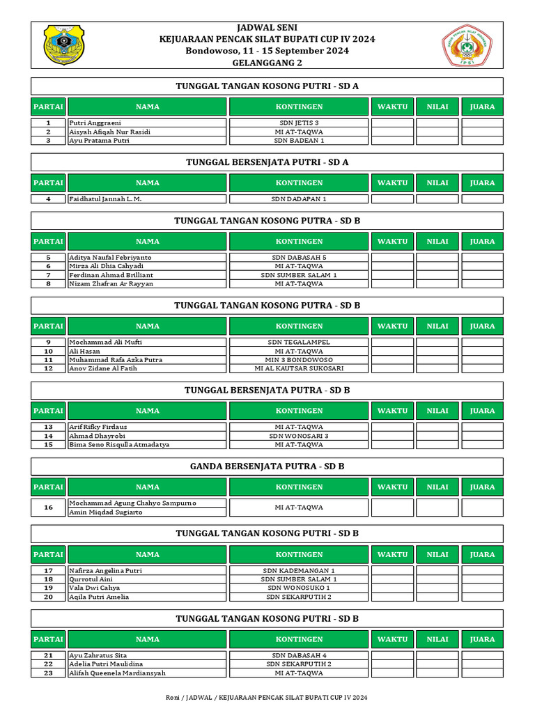 Jadwal Gelanggang 2 | PDF
