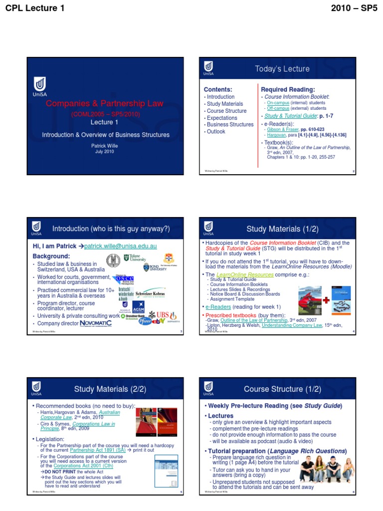Lecture 01 6 Slides Per Page | PDF | Trust Law | Partnership