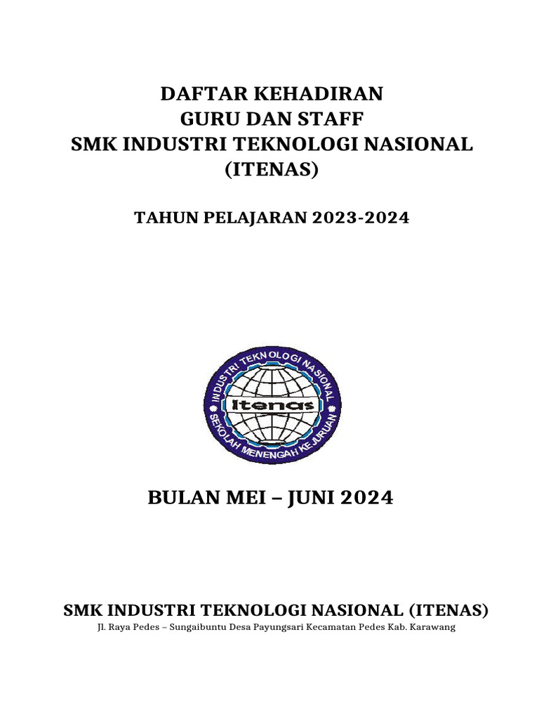 Cover Daftar Hadir Guru | PDF