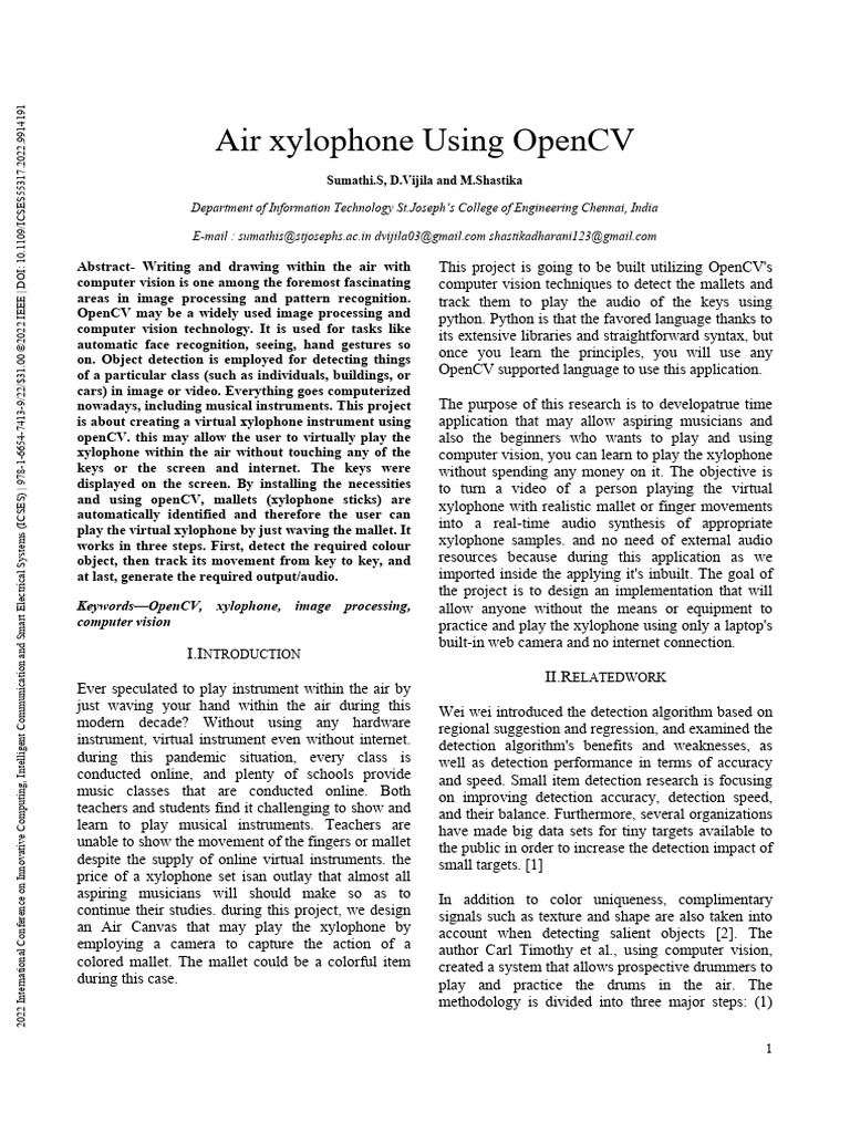 Air Xylophone Using OpenCV | PDF | Computer Vision | Computing