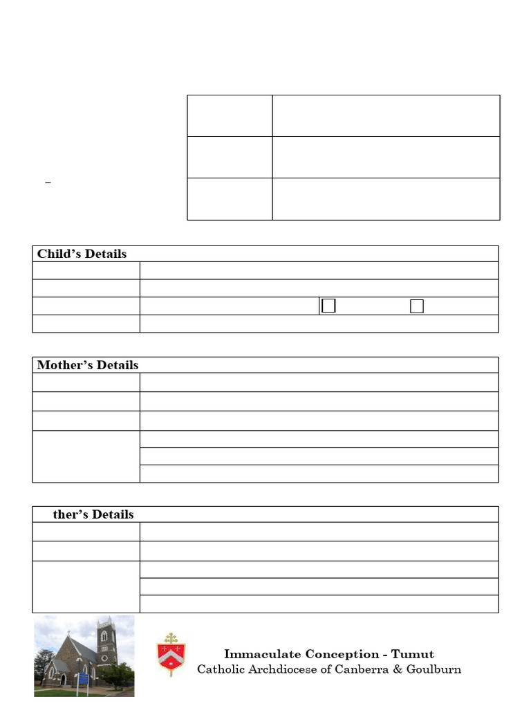 2024 Tumut Baptism Request Form | PDF