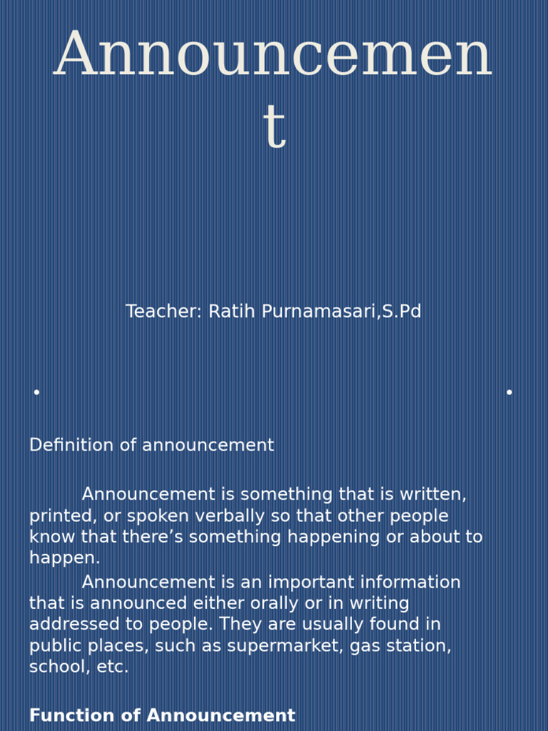 Announcement | PDF