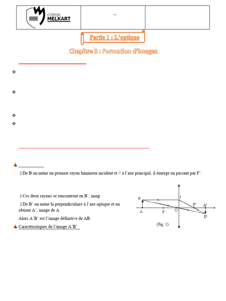 Chapitre 3 Formation D'images | PDF