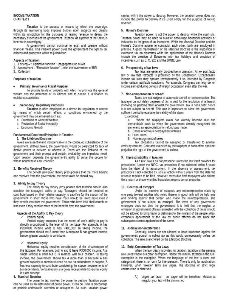 Income Taxation (Chapter 1) | PDF | Taxes | Finance & Money Management