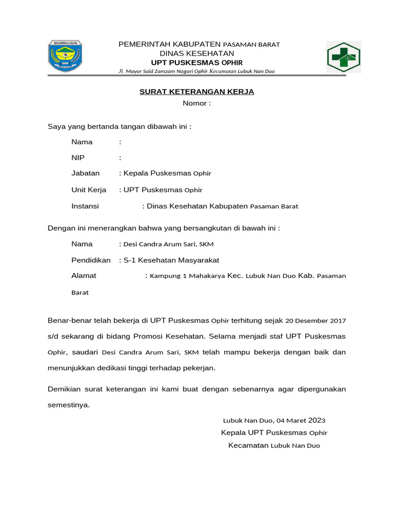 Suket Kerja Desi Candra Arum Sari | PDF