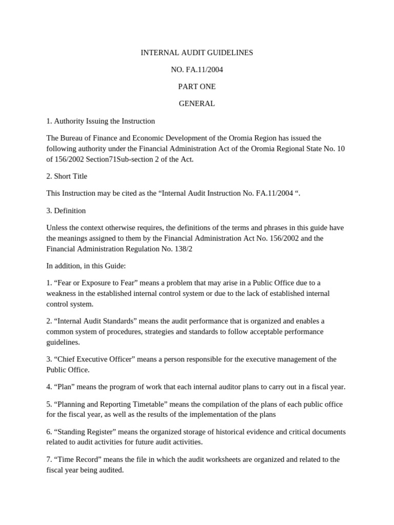 Internal Audit Guidelines | PDF