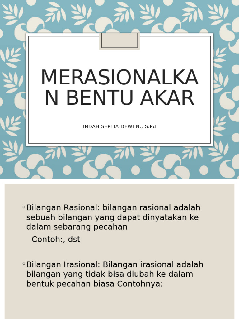 Merasionalkan Bentuk Akar | PDF