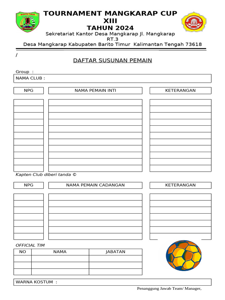 Formulir Pemain Dan Pergantian Pemain | PDF