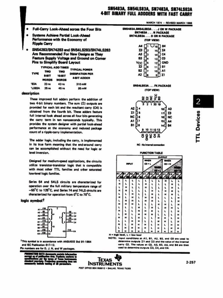 Datasheet 7483 | PDF