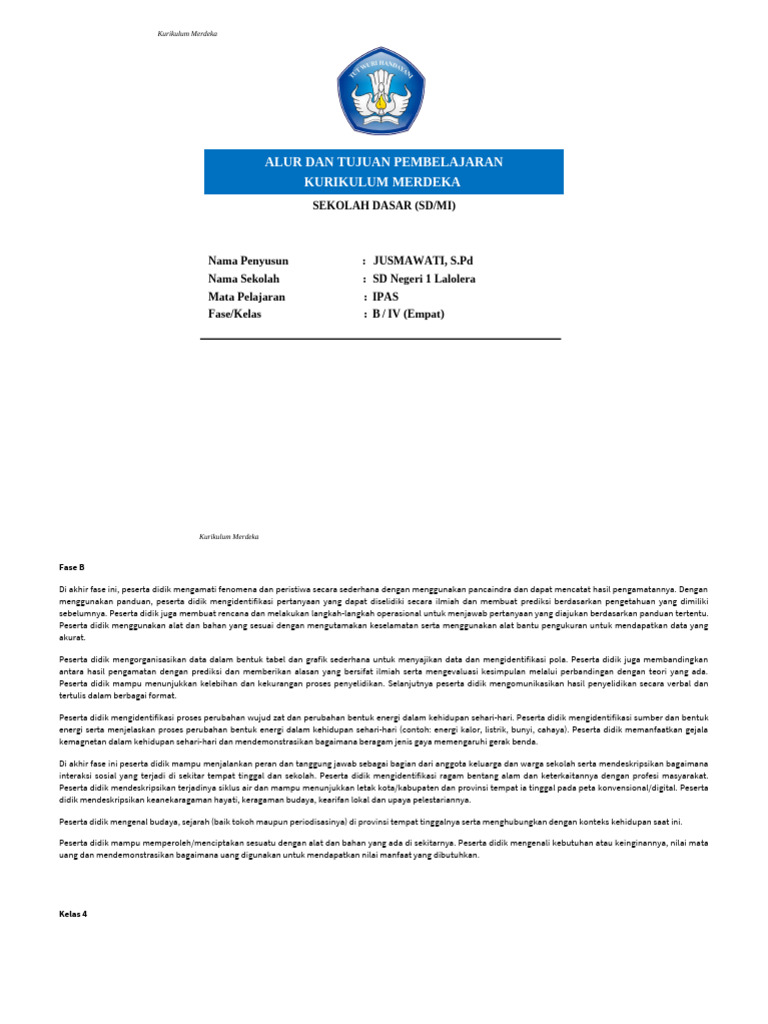 ATP IPAS Kelas 4 | PDF
