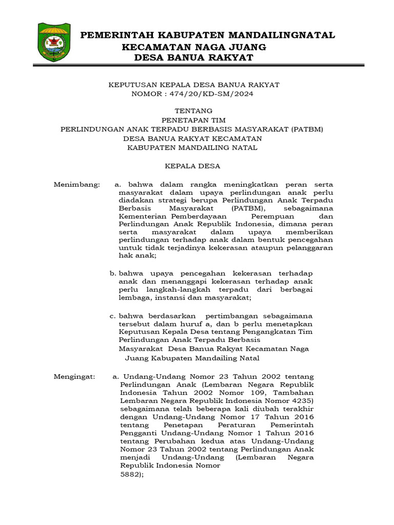 SK PATBM 2024 Banua Rakyat | PDF