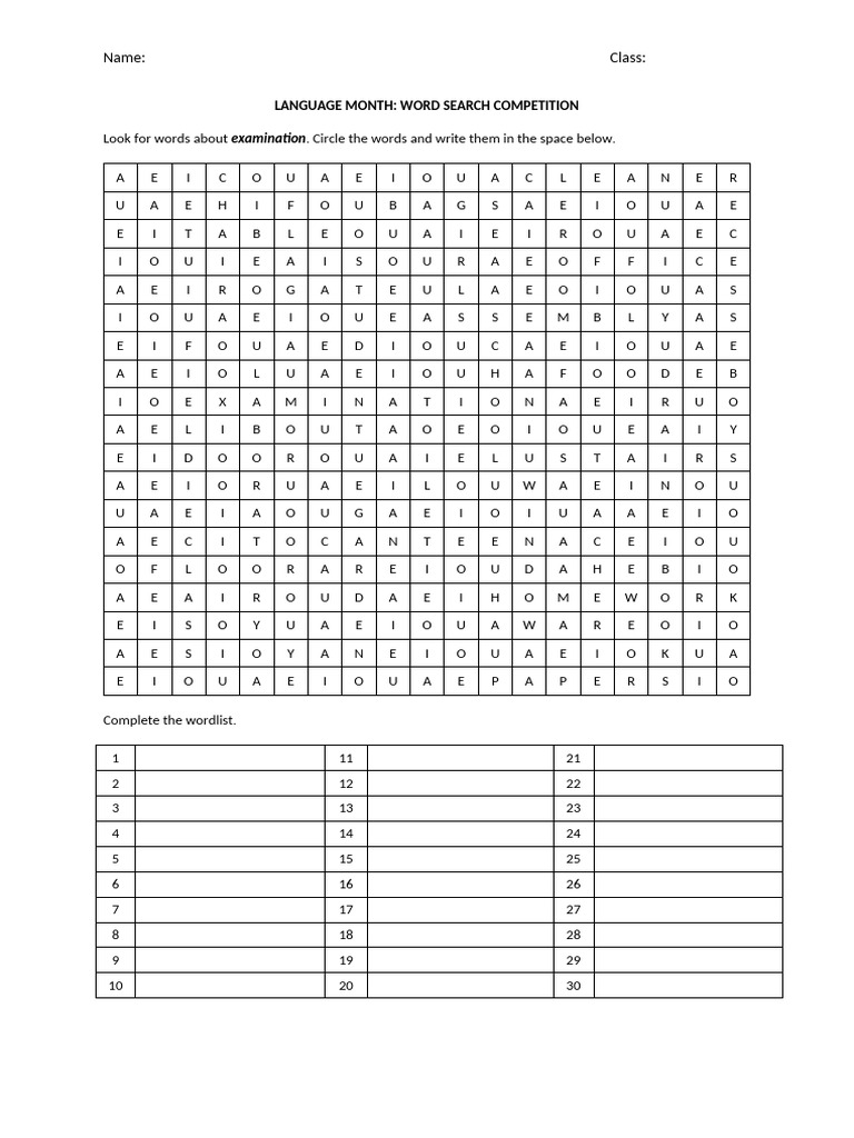 Wordsearch - School | PDF