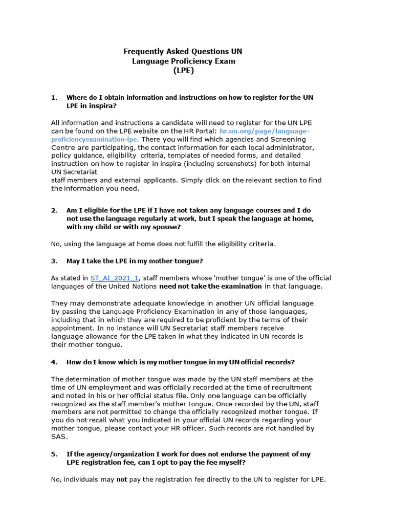 Lpe 2022 Faqs | PDF