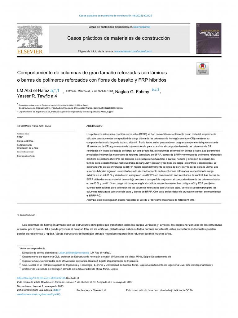 Behavior of Large-Scale Columns Strengthened With Basalt F Iber ...
