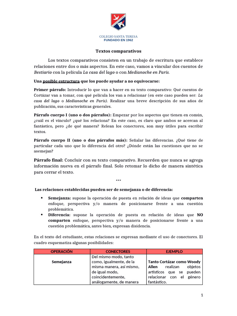Características Del Texto Comparativo | PDF
