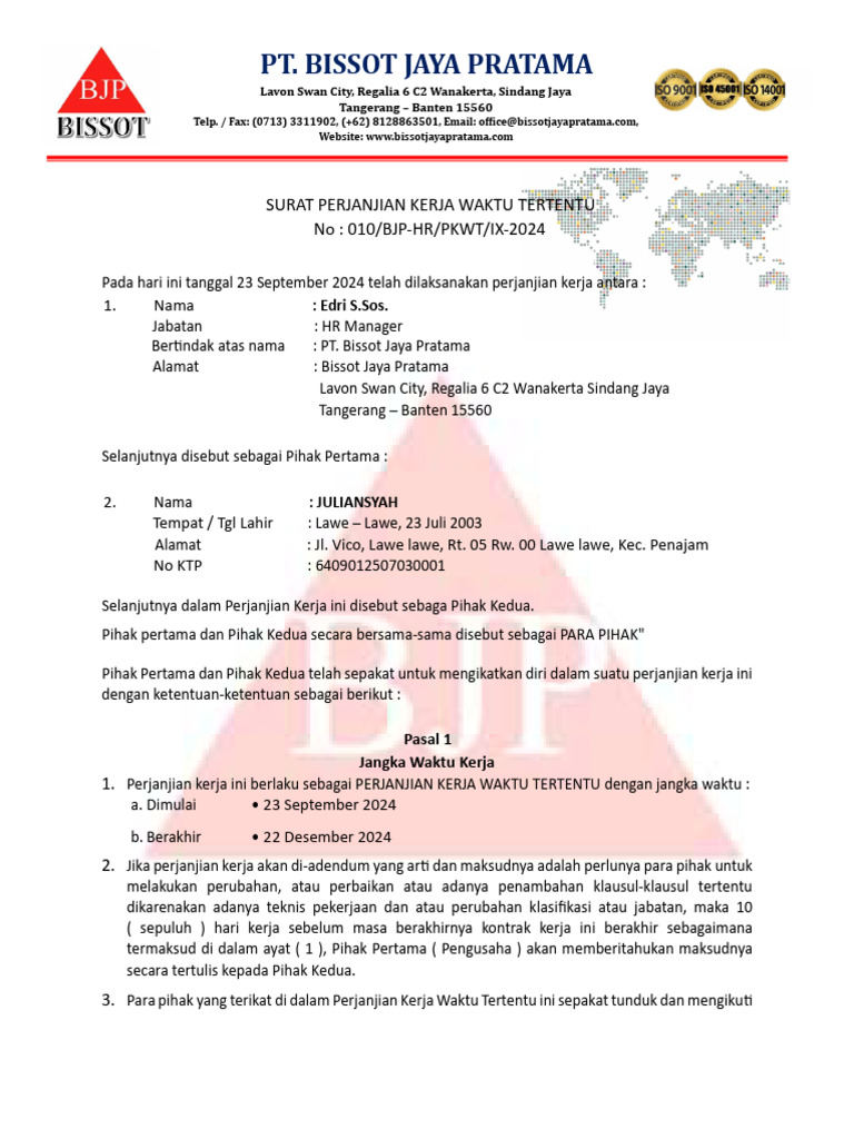 PKWT Manpower PPU-1 | PDF