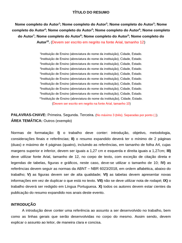 MODELO DE RESUMO EXPANDIDO | PDF