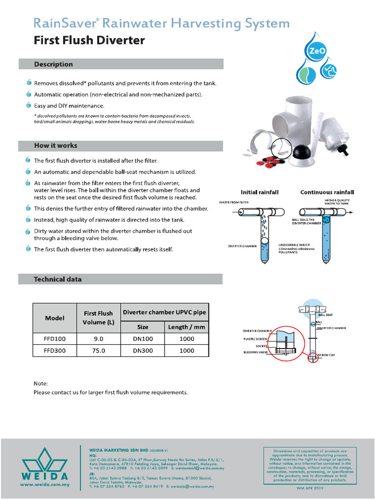 RWHS - First Flush Diverter (FFD100) (Weida) | PDF