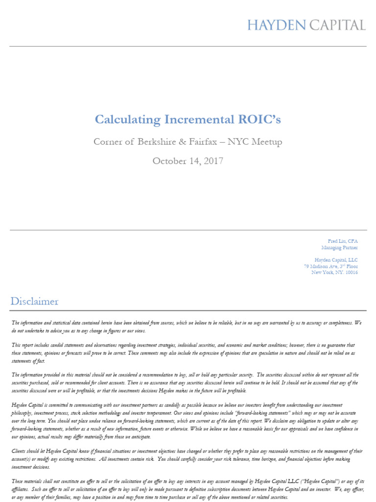 Calculating Incremental ROIC's | PDF