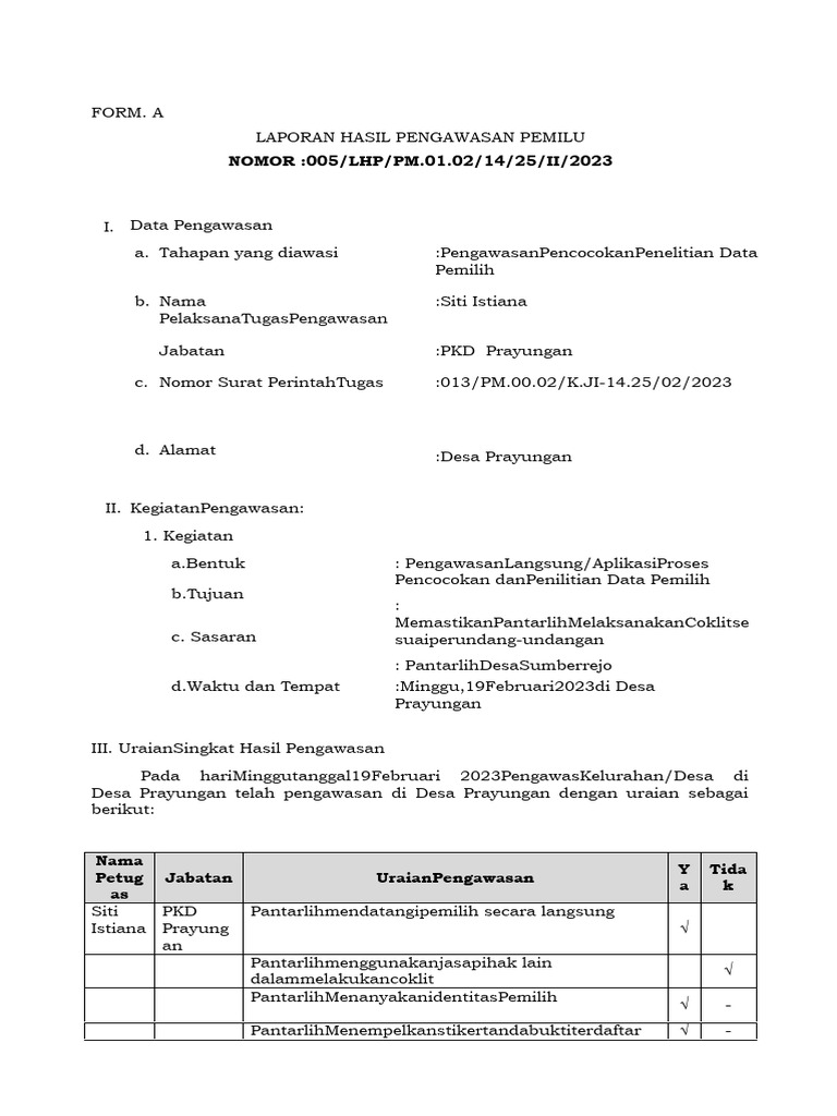 Contoh Form A Waskat PKD 19 Feb 23 | PDF