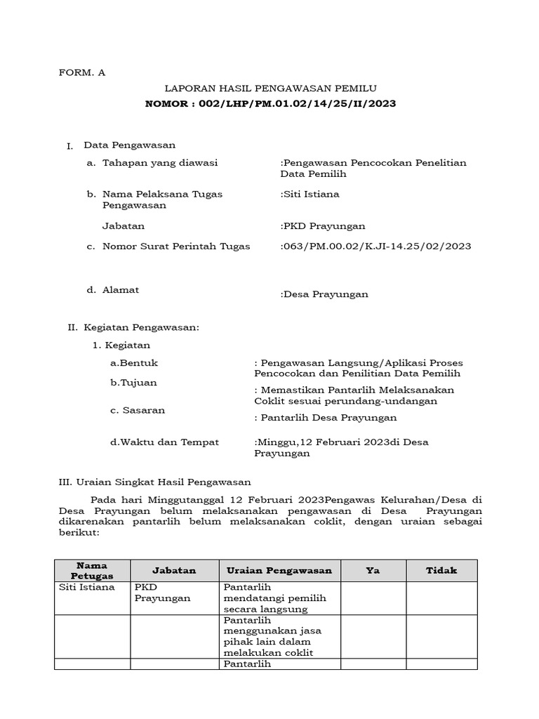 Contoh Form A Waskat PKD 12 Feb 23 | PDF