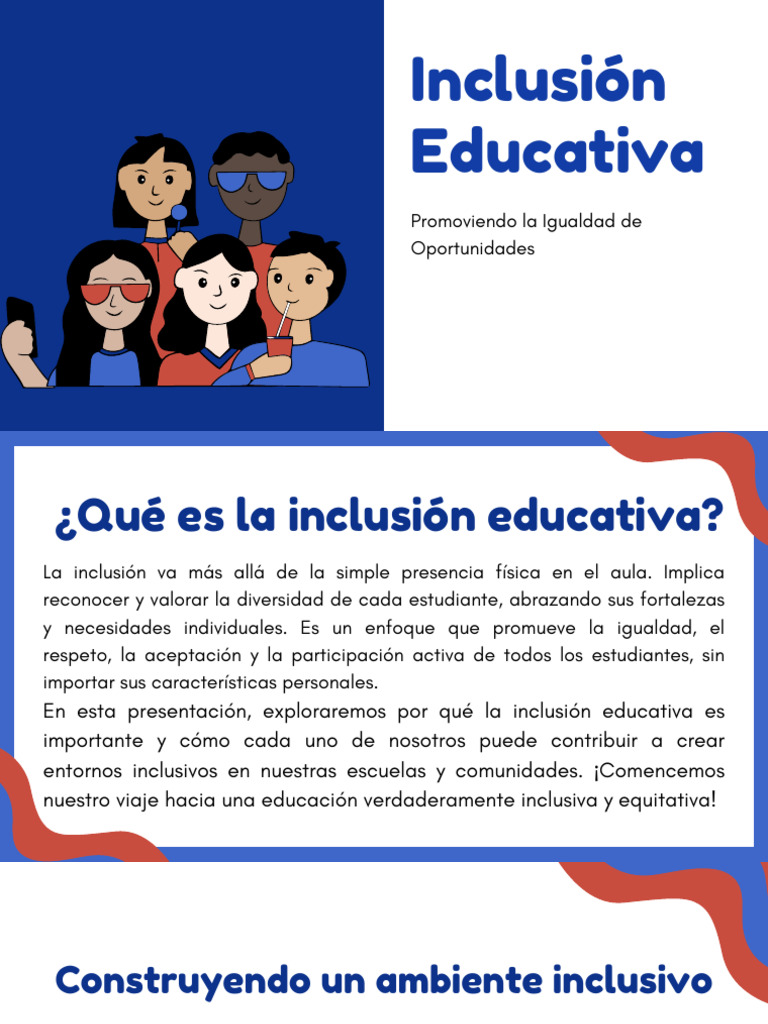 Presentación Educativa Ilustrativa Inclusión Educativa Blanca Azul y ...
