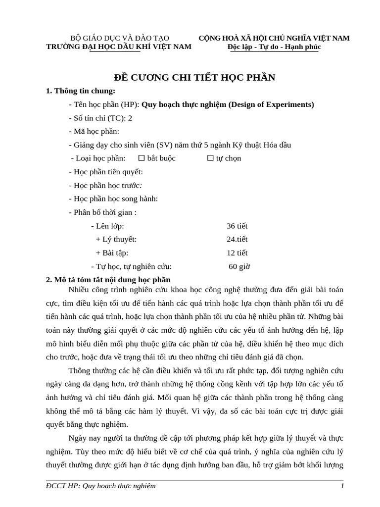 Quy Hoach Thuc Nghiem | PDF