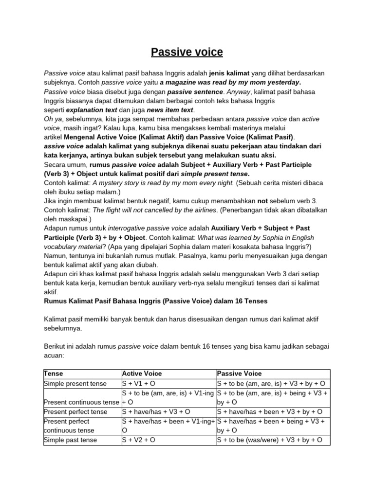 Passive Voice | PDF | Grammar | Syntax