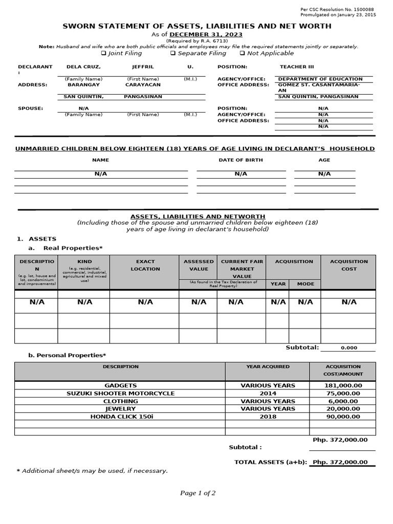 2023 Saln Jeff | PDF