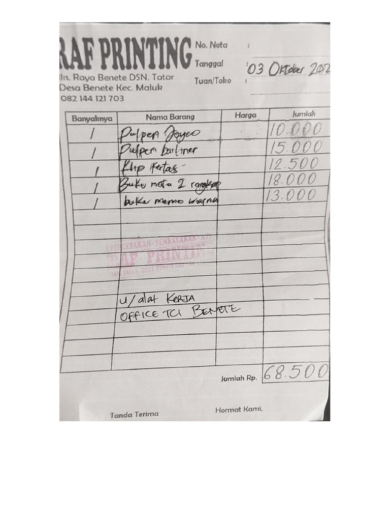 Nota PC 03 Okt - 05 Okt 2024 - TCI | PDF