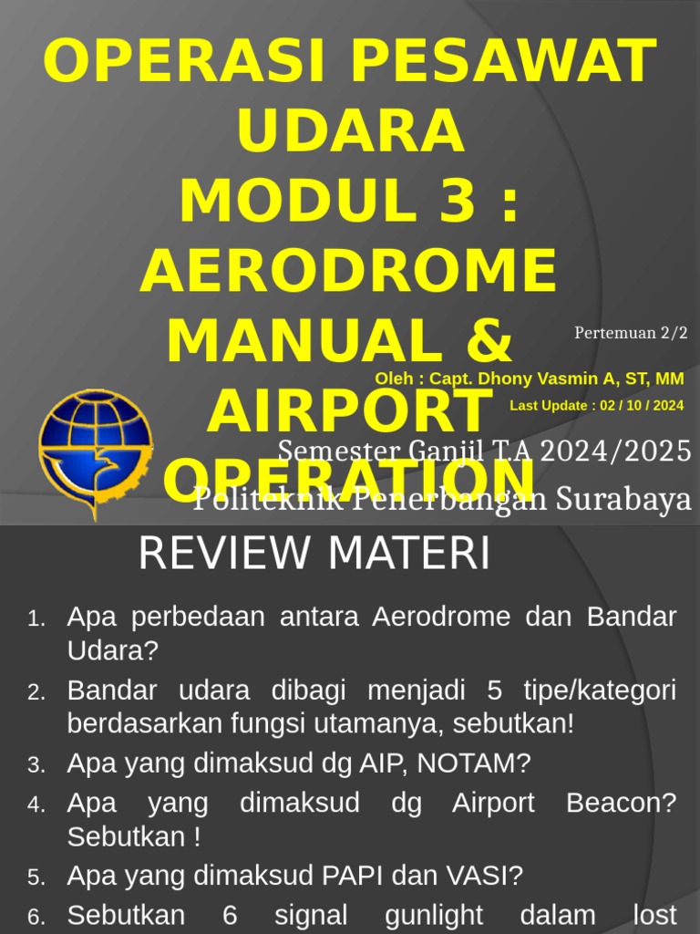 3.2 Aerodrome Manual & Airport Operation | PDF