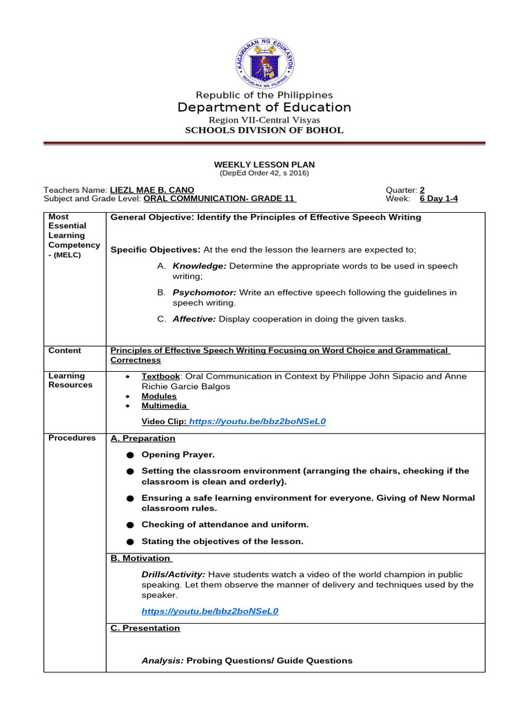 Eng Oralcom Q2 WK6 | PDF