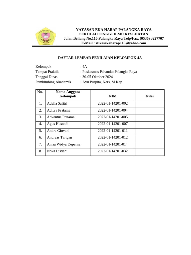 Lembar Penilaian Kelompok 4A | PDF