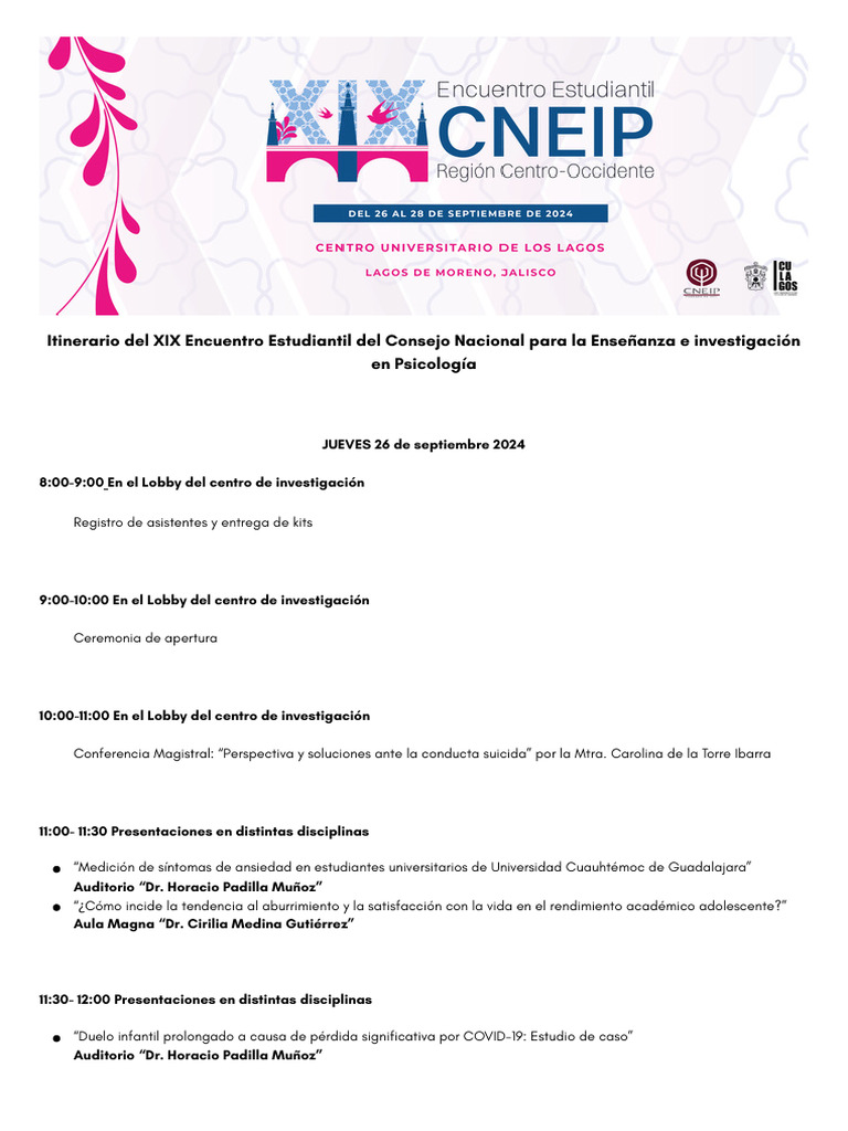 Itinerario CNEIP 2024 | PDF
