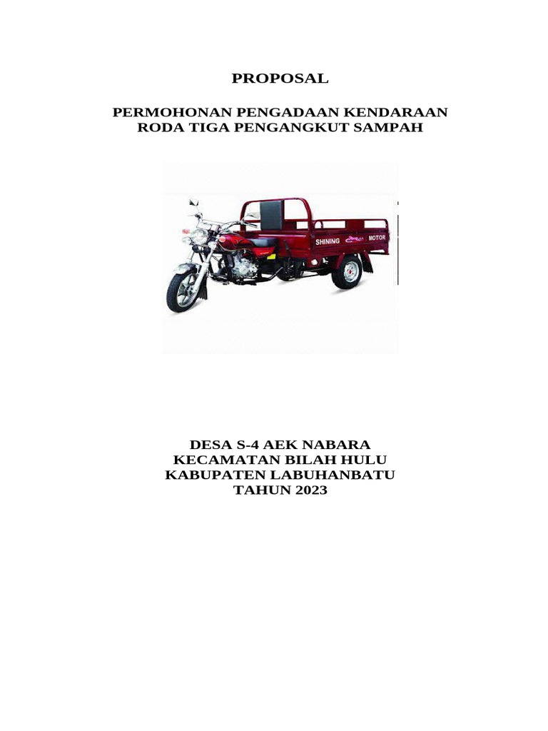 Proposal Pengadaan Kendaraan Roda Tiga | PDF