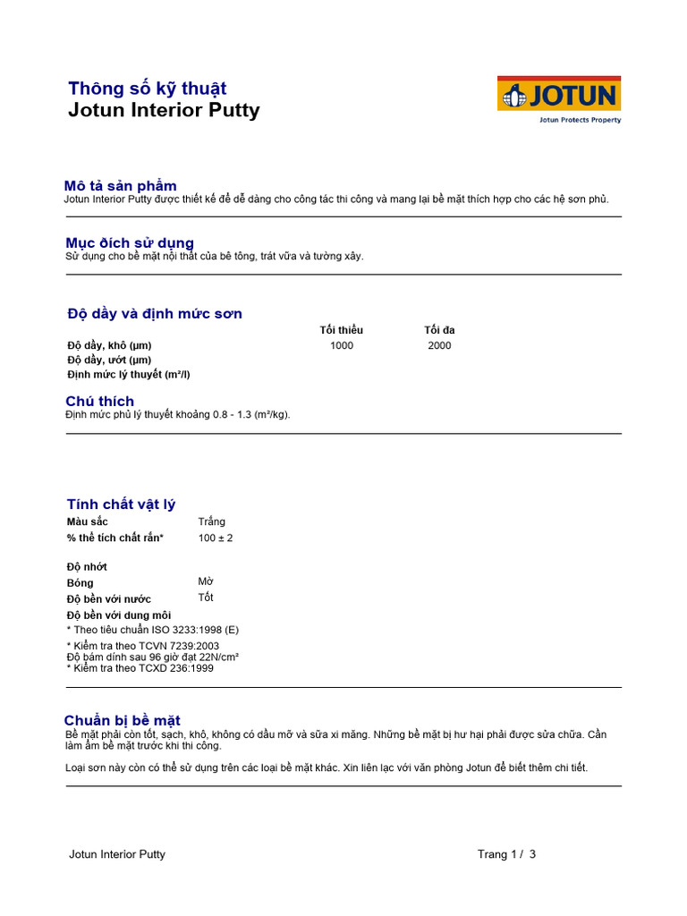 TDS-Jotun-Interior-Putty | PDF