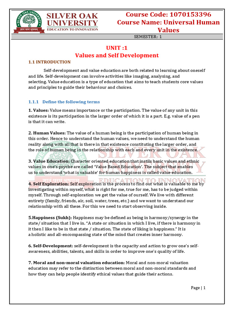 Unit 1 UHV | PDF