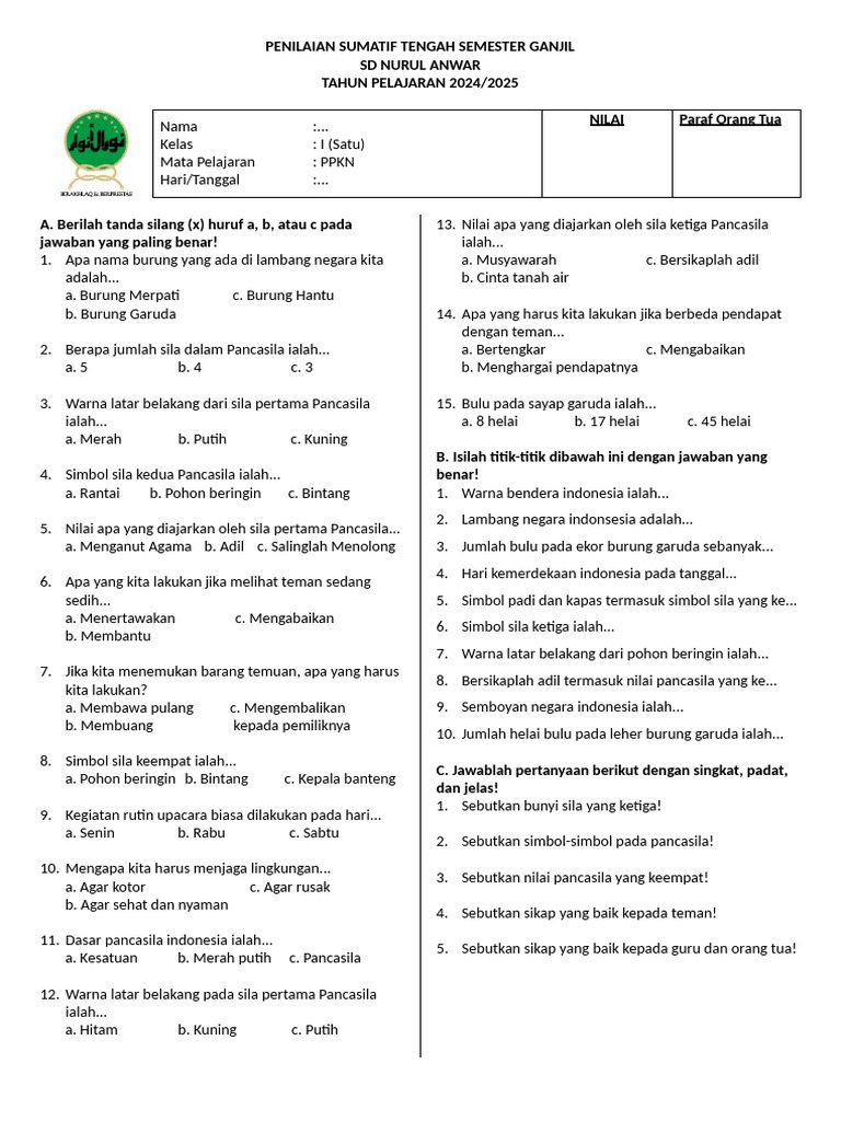 STS Ganjil 2024-2025 123 | PDF