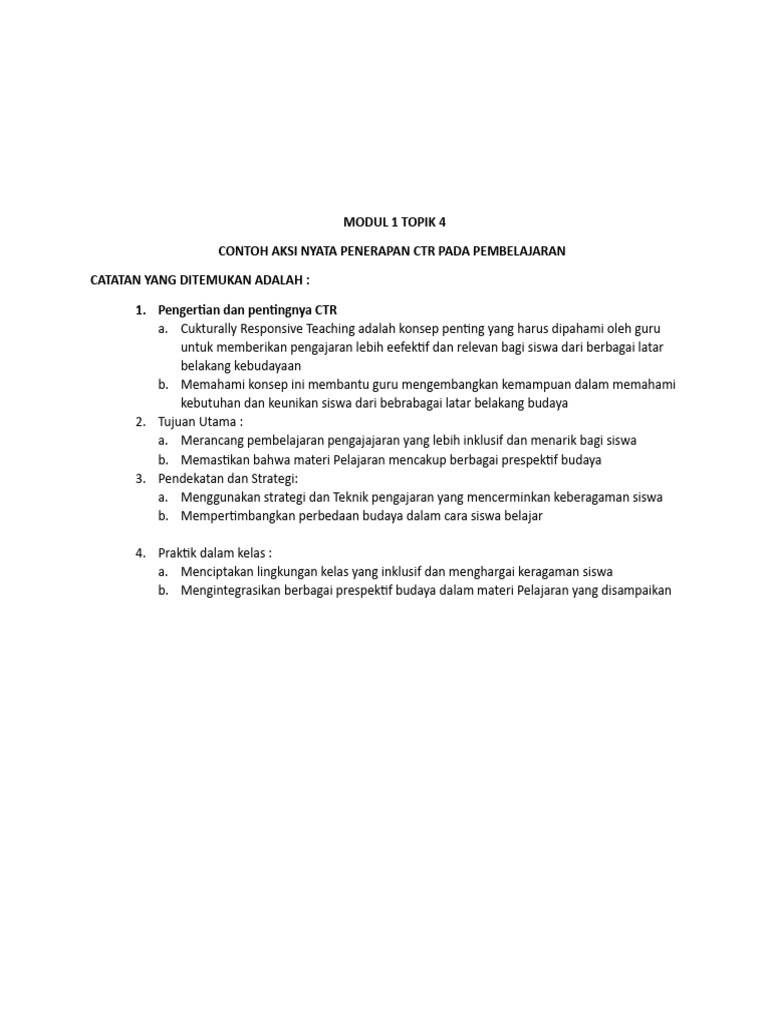 Modul 1 Topik 4 Contoh Aksi Nyata CTR | PDF