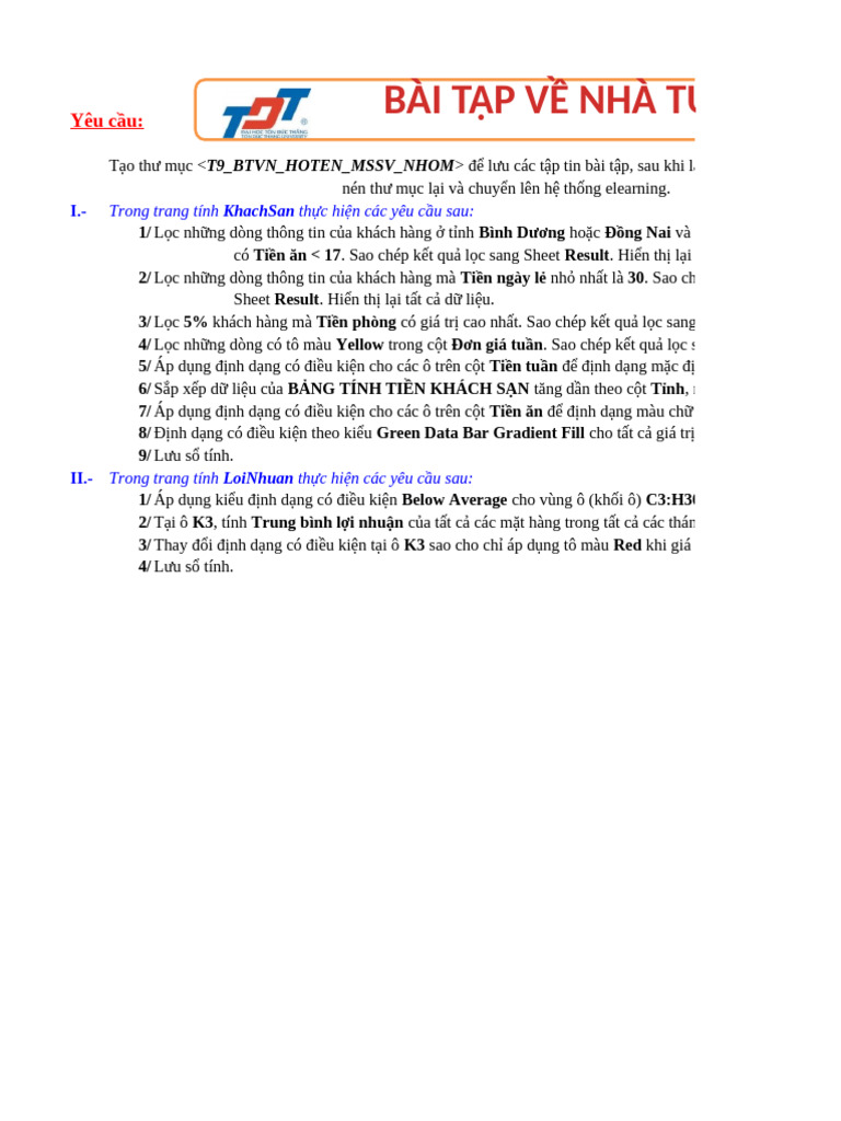 Bai tap Ve nha Tuan 9 | PDF