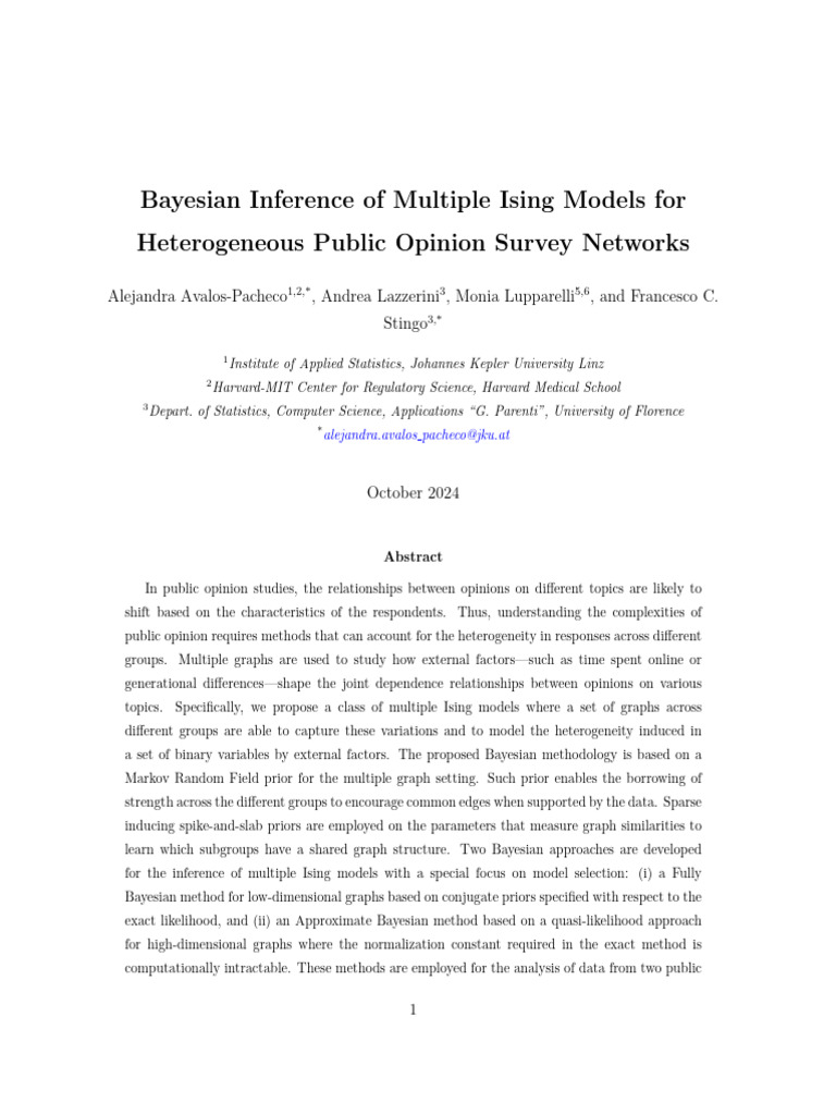 Bayesian Inference of Multiple Ising Models For Heterogeneous Public Opinion Survey Networks ...