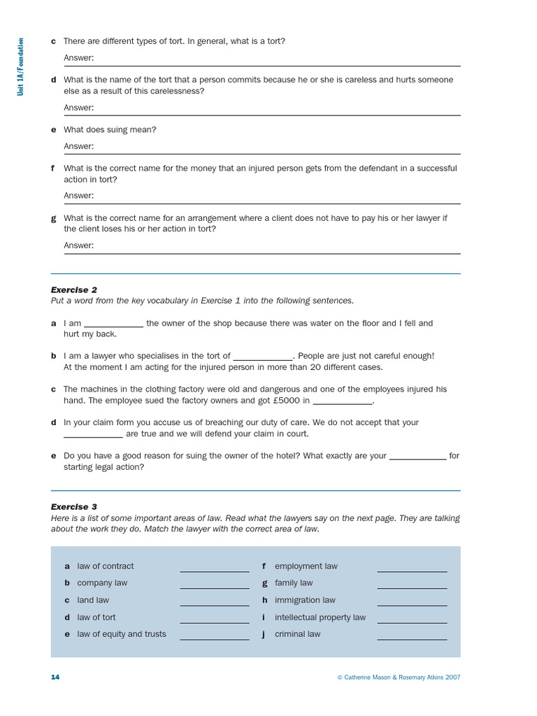 TOLES VOCAB The - Lawyers - English - Language - Coursebook - Mason ...