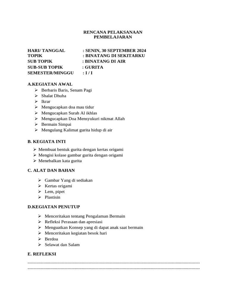 RPPH Binatang Di Air | PDF